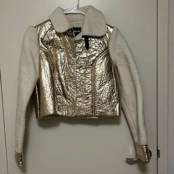rehab lab | Jackets & Coats | Boutique Metallic Gold And Cream Shepard ...